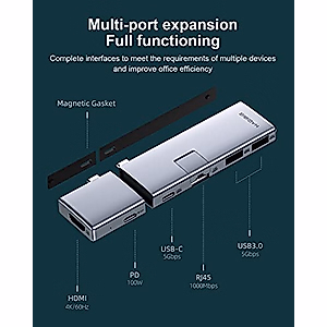 Hagibis USB C Hub Modular Magnetic USB Type-C Hub with 4K@60Hz HDMI, Separated Dual USB-C Adapter for MacBook Pro Air M1/2020/2019/2018 iPad Pro, Gigabit Ethernet, USB 3.0, 100W Power Delivery (RJ45)