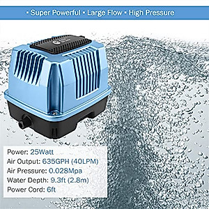 AquaMiracle Linear Air Pump AP40 for Pond Aeration, Septic Air Pump, Hydroponic Air Pump, Pond Air Pump, 635GPH 0.028MPa, for Pond, Waste Treatment, Aquarium, Fish Farm, Seafood Restaurant