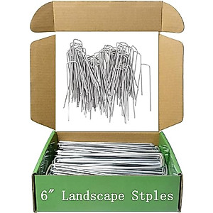 MySit 50x 6-Inch Galvanized Ground Garden Staples Stakes Pins, Lawn Landscape Staples Weed Fabric Staple, Heavy-Duty 11 Gauge Anti-Rust Steel Sod Anchor Securing Pegs(SodStaple_11Ga_AR50)
