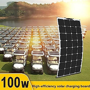 CAJUCA 100W Flexible Outdoor Solar Panel, High-Efficiency Battery Solar Charging Board, Power System for Home Camping Garden RV Boat