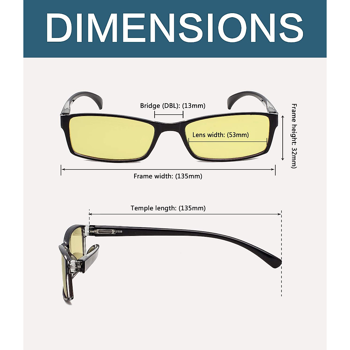 Small Rectangle Blue Light Blocking Computer Reading Glasses with Yellow Tinted Lens （Black/Brown, 1.25）