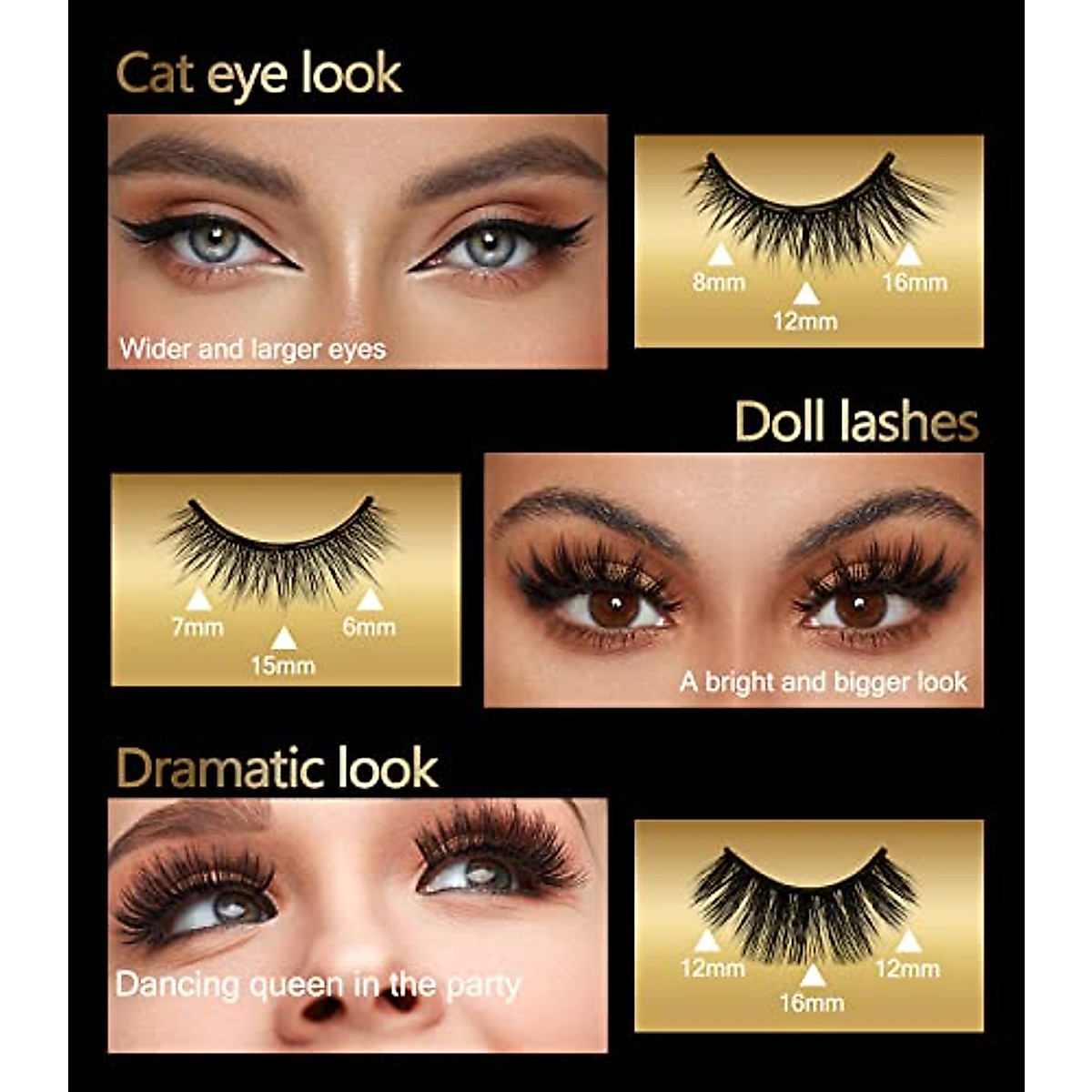 Larbois Magnetic Eyelashes 5 Pairs, Magnetic Eyelashes with Eyeliner Kit Easy to Wear, Comfortable ＆ Reusable False Lashes From Natural to Gorgeous Styles No Glue Needed