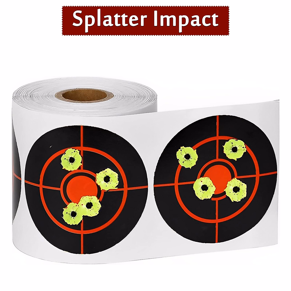 Splatter Target Stickers, 3 Inch Reactive Paper Targets, 250 Pcs Adhesive Shooting Targets with Fluorescent Yellow Impact for BB Gun, Pellet Gun, Airsoft, Rifle Shooting Practice