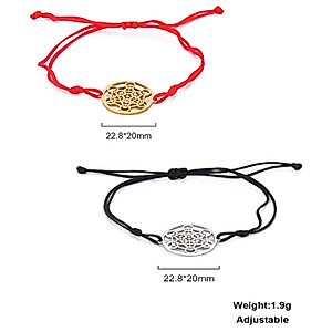 Metatron's Cube Bracelet For Women Men Stainless Steel Geometry Hollow Out Style Charm Angel Seal Circle Star Of David Pendant Double Rope Bracelet Amulet Jewelry Gifts (silver+gold, Stainless Steel)