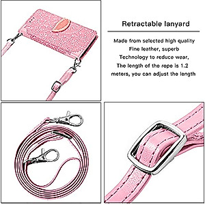 ONV Wallet Case for Oppo A57 5G 2022-1.5M Adjustable Strap Emboss Feather Flip Phone Case Card Slot Magnet Leather Shell Flip Stand Cover for Oppo A57 5G 2022 [MZY] -Pink