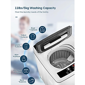 Portable Washing Machine 1.5 Cu.Ft, FOHERE 11lbs Compact Washer with Spinner Combo, 8 Programs, Includes Quick Connect Sink Adapter and Drain Hose, for Apartments, RVs, Dorms
