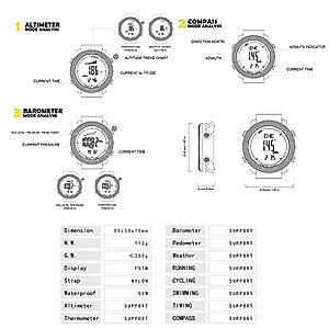 North Edge Apache Tactical Sports Watches for Men Outdoor Survival Military Compass Rock Solid Digital Watches with Durable Band, Steps Tracker Pedometer Calories (Black)