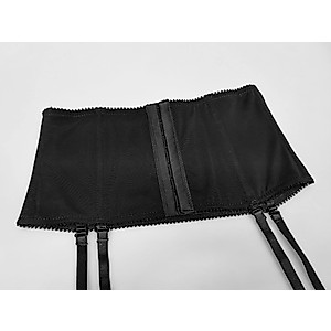 TVRtyle Black Women's Waist Training Fishbones Lace Metal Clips Sexy Garter Belts for Stockings S516B (Black, Medium)