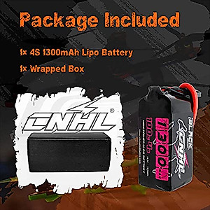 CNHL 1300mAh 4S Lipo Battery 14.8V 100C (Burst 200C) with XT60 for FPV Racing Helicopter Airplane UAV Racing Drone Battery RC Quadcopter(2 Packs)