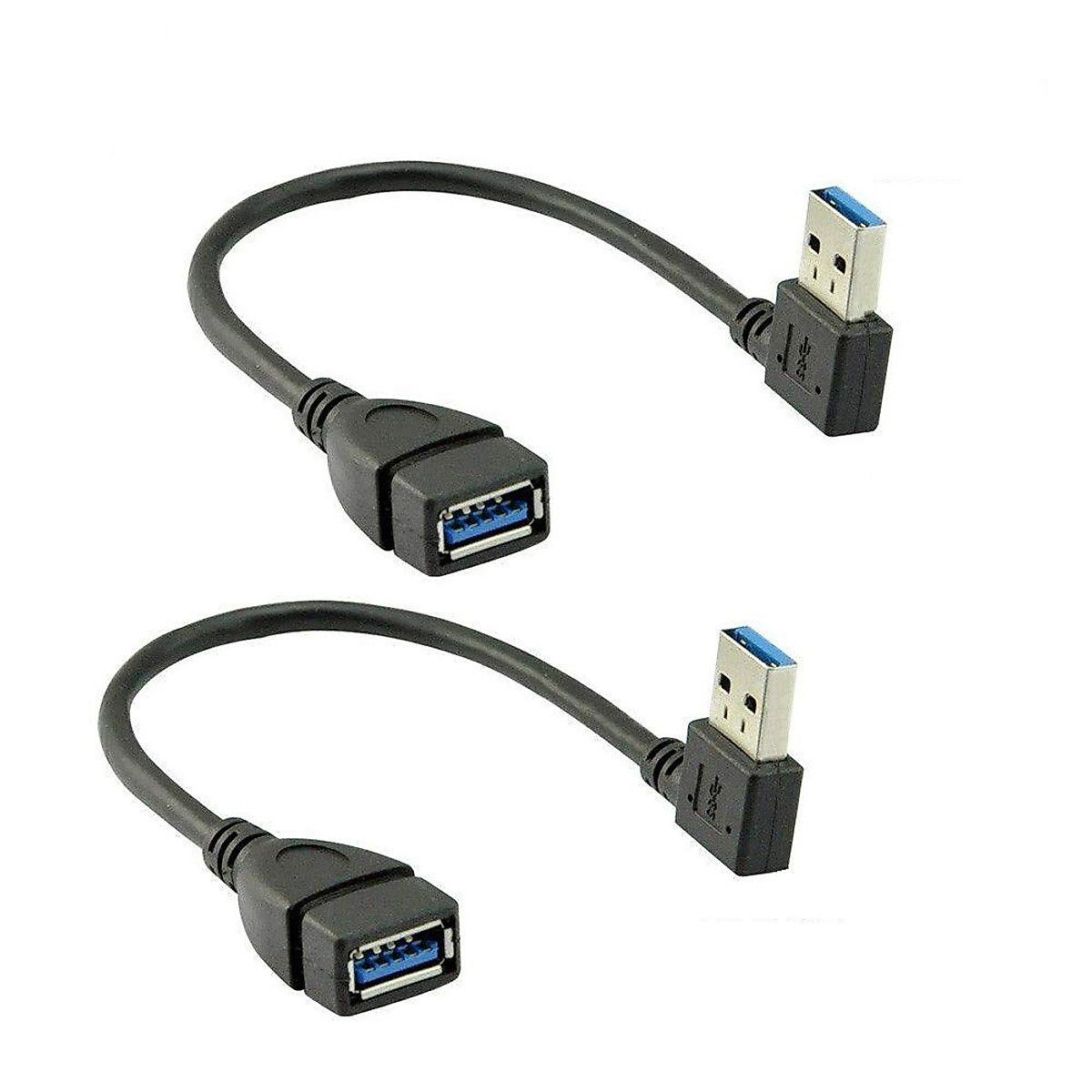 Oxsubor SuperSpeed USB 3.0 Male to Female Extension Data Cable Right Angle 2PCS (20CM,8IN)（Notice:pls Check The Right Angle in Picture
