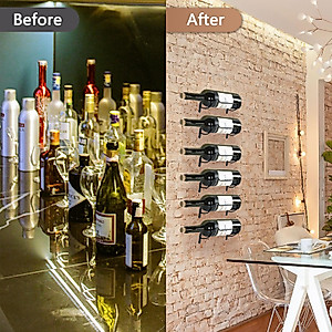 NATGAI Wall Mounted Wine Racks 10 Pack Iron Wine Bottle Display Holder Rack Hanging Wine Organizer Rack with Screws for Beverages/Liquor Bottles Storage