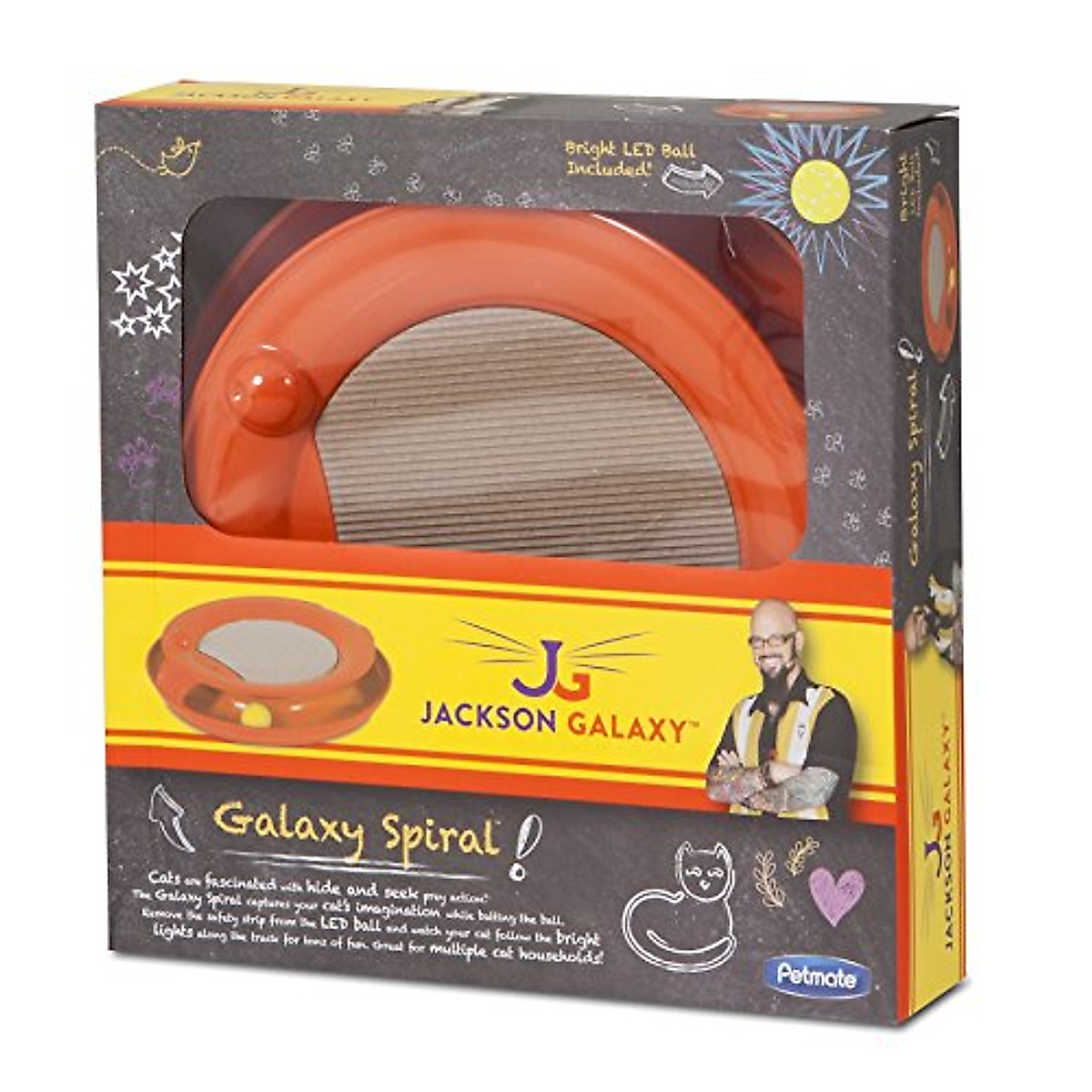 Petmate Jackson Galaxy Spiral Ball, Orange