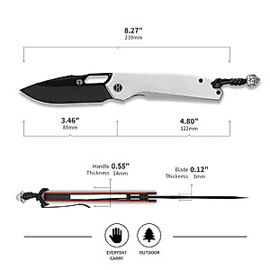 Holtzman's Gorilla Survival Mens Folding Pocket Knife Set D2 Steel Blade G10 Handle Pocket Knife EDC Gift set for Men (black blade+dark grey/ed liner G10 handle)