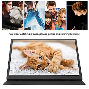 Portable Monitor, 1920X1080 Resolution HDR 15.6 Inches, Dual Stereo Speakers, PU Leather Case, Full View for More Clarity Suitable for PC, Cell Phone, PS3