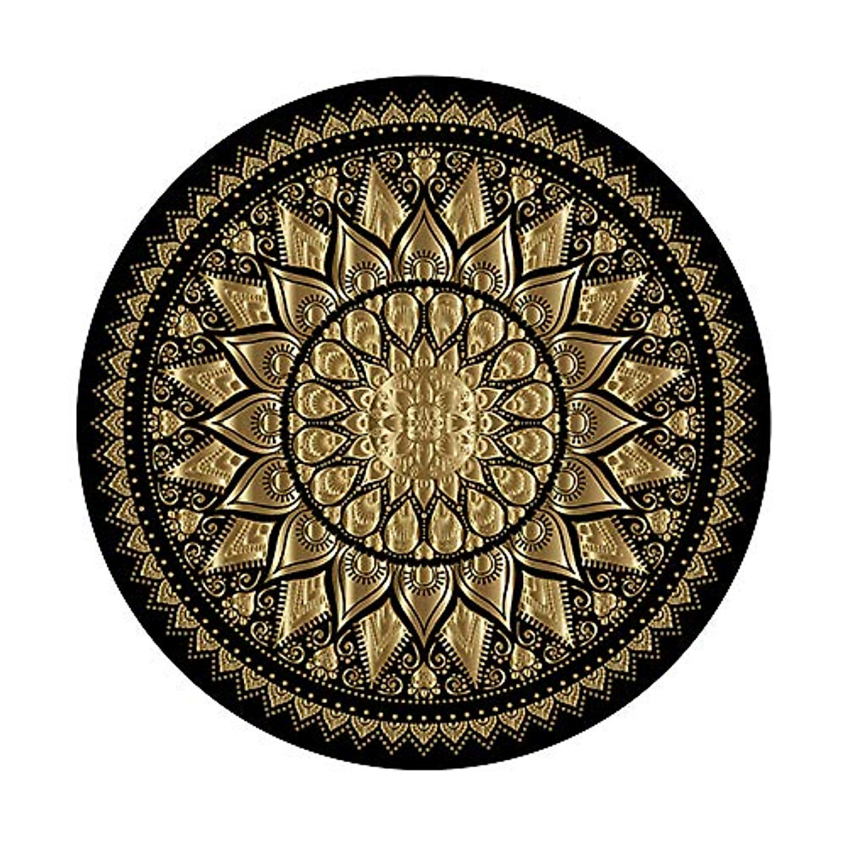 Festive Sun Mandala with Golden and Black Pattern PopSockets PopGrip: Swappable Grip for Phones & Tablets