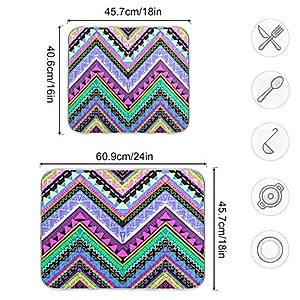 Christmas Ethnic Texture Dish Drying Mat 16"x18" Absorbent Machine Washable Hanging Fast Dry Pad Dish Protective Mat for Kitchen Countertop Heat Resistant Dinner Table Mat