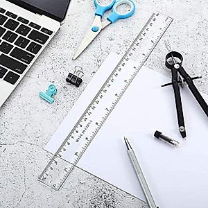12 Inches Plastic Straight Hard Ruler Viaky See Through Flexible Ruler with Inches and Metric Measuring Tool for Student School Office, Clear(2 Pack)