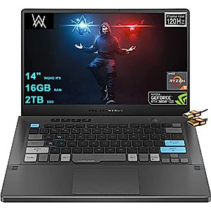 ASUS ROG Zephyrus G14 Alan Walker Special Edition Gaming Laptop 14" WQHD 120Hz IPS AMD 8-Core Ryzen 9 5900HS (Beat i7-10370H) 16GB RAM 2TB SSD GeForce RTX 3050 Ti 4GB Backlit USB-C Win10 + HDMI Cable