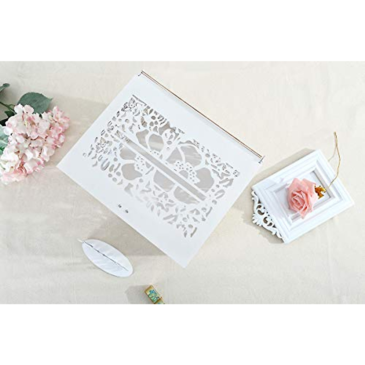 Artmag Wedding Money Box Holder with Sign, Large Rustic Wood Wooden Envelop Gift Card Boxes with Lock Slot for Reception Anniversary Party Parties White