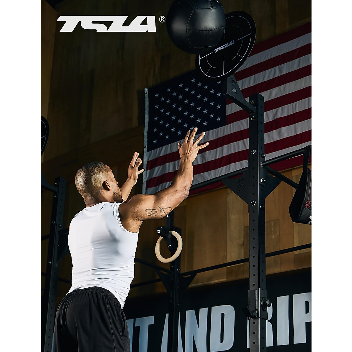 TSLA Men's Sleeveless Workout Shirts, Dry Fit Running Compression Cutoff Shirts, Athletic Training Tank Top, Active Top White, Large