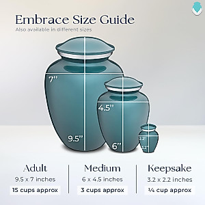 Geturns Embrace Adult Personalized Doves Cremation Urns for Human Ashes I Large Teal Funeral Urn for Men and Women I 200 lbs