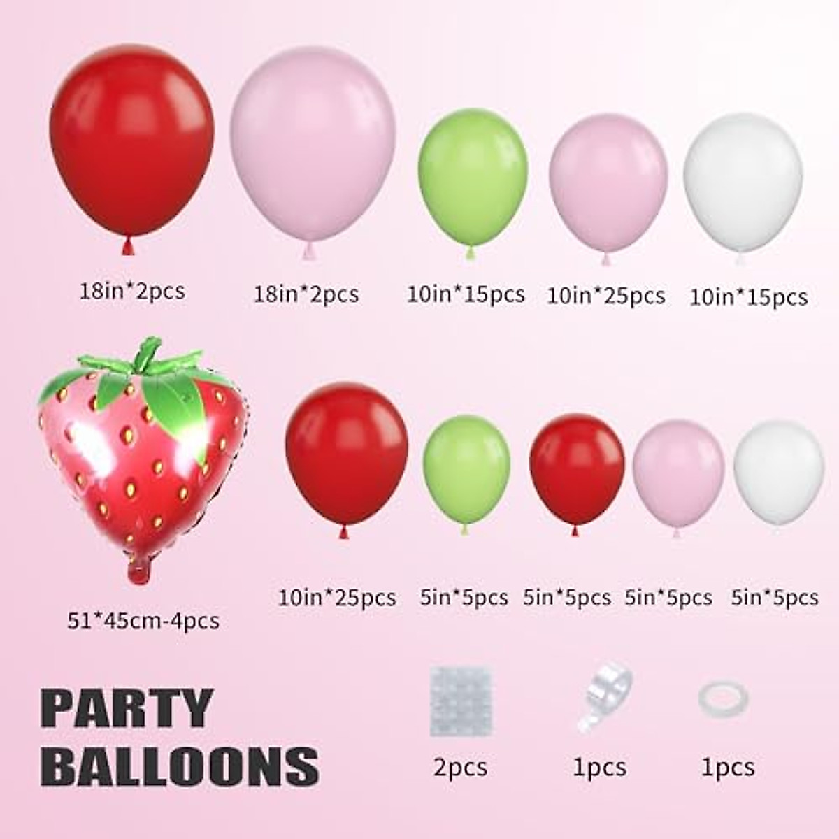 Strawberry Balloon Arch, Strawberry Balloon Garland With Red Pink Green Latex Balloons and Strawberry Foil Balloons, Strawberry Balloon Arch Kit for Girls Birthday Strawberry Party Decorations