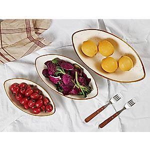 ONEMORE Large Serving Bowls and Platters Bundle - Microwave, Oven and Dishwasher Safe - Creamy White