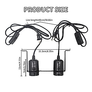 Dual Reptile Light Fixture Heat Lamps 2 in 1 E27 Base UVB Reptile Light Fixture Dome Heat Lighting Lamp Combo kit ffor Reptiles, Bearded Dragon, lguana, Snake, Turtle Tank (Two lamp Heads)