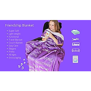 Friendship Throw Blanket Purple, Soft and Cozy, Unique Gifts for Women Celebrating Friendship, Caring for Women