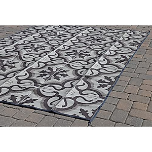 LATCH.IT RV Outdoor Rugs 9x12 | Reversible RV Outdoor Mat Camper Rugs | Camping Outdoor Rugs | The Perfect RV Patio Mat for Any Situation & Includes Portable Small Trash-Can!