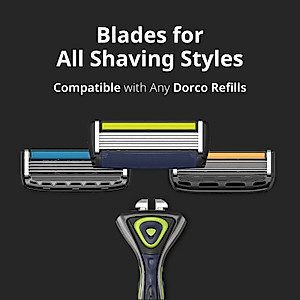 DORCO Pace 6 Sport System - Six Blade Razor System with Trimmer and Pivoting Head - 9 Pack (1 Handle + 9 Cartridges)