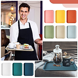 18 Pcs Plastic Fast Food Trays Bulk Colorful Restaurant Serving Trays Cafeteria Trays Grill Tray School Lunch Trays Rectangular Serving Platter for Kitchen Hotel Restaurant, 9 Colors (9.8 x 7 Inch)