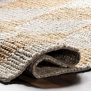 nuLOOM Chaya Diamond Striped Jute Blend Area Rug, 5x8, Natural