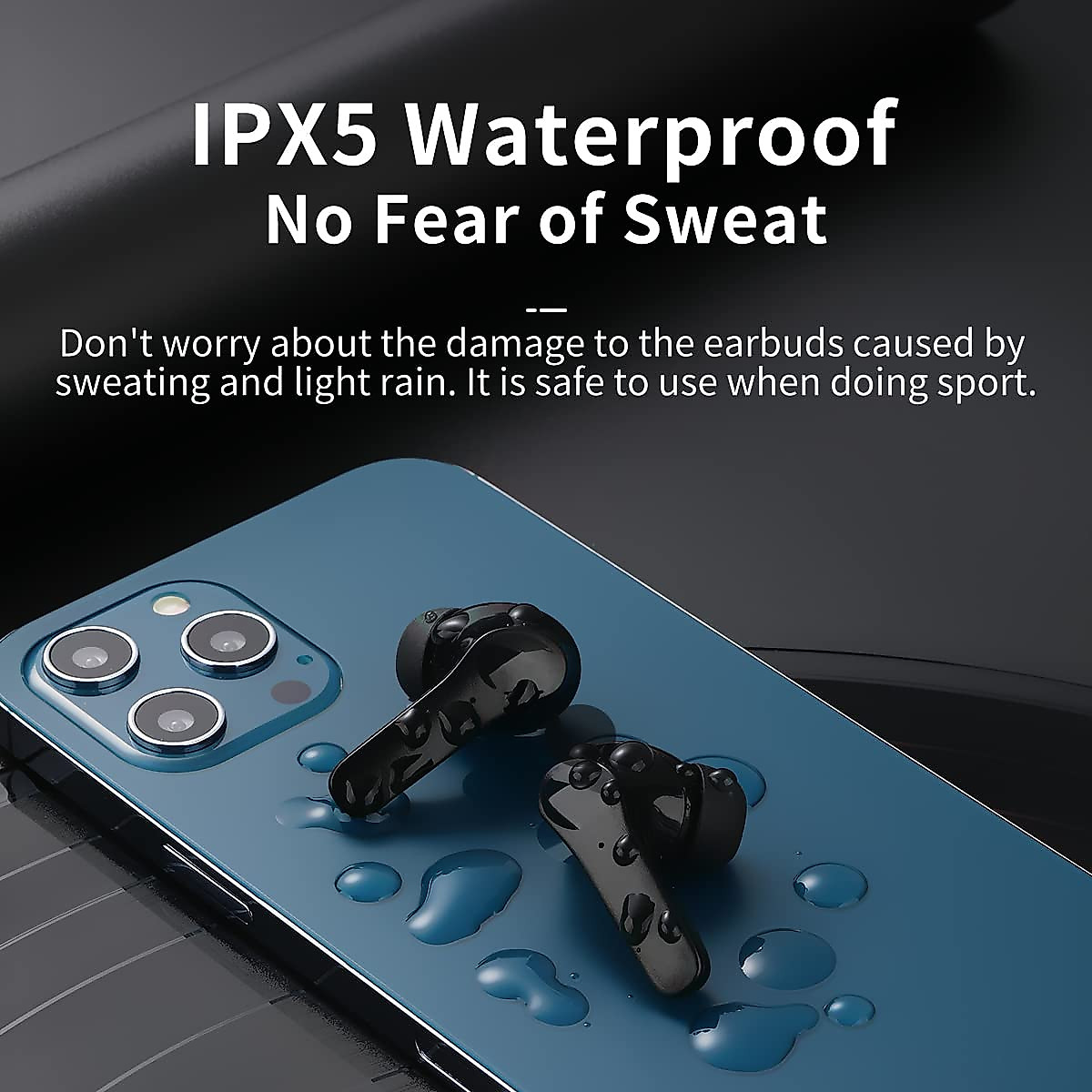 flymory Wireless Earbuds Active Noise Cancelling, Extra Deep Bass Earphones, Bluetooth 5.0 Headphones, IPX5 Waterproof, Touch Control Stereo Big Bass Cordless Headsets(Mini-Black)