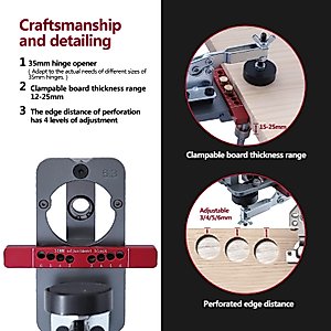 Adoles 35mm Concealed Door Hinge Jig， Accurate Locking Cabinet Hinge Jig， Aluminum Alloy Material Comes with Clamping Device for Easy Carrying and Use.…