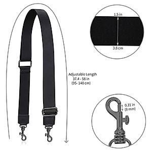 Allzedream Thick Purse Strap Wide Adjustable Replacement Crossbody Bag Handbag (Black-GBH-Leather tip)