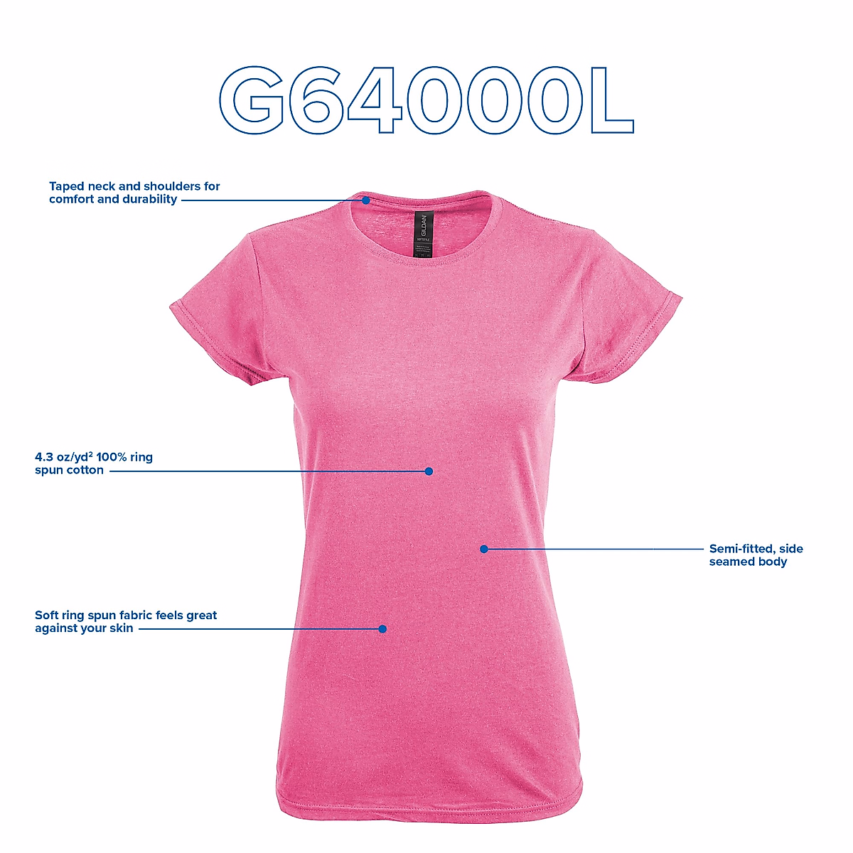 Gildan Women's Softstyle Cotton T-Shirt, Style G64000L, Multipack, Black (2-Pack), Medium