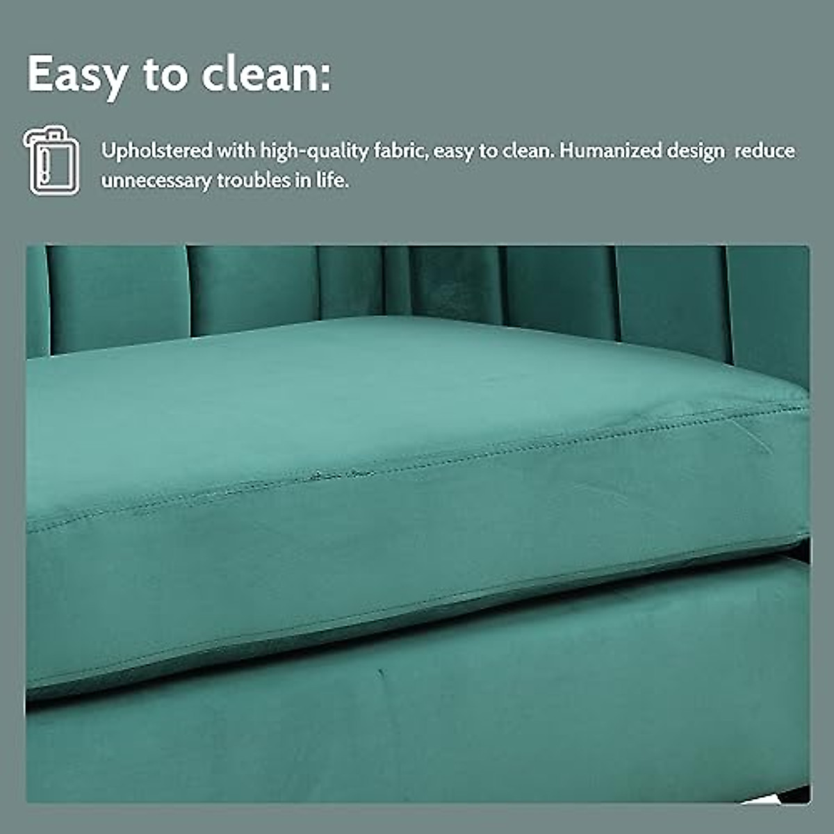 3-Piece Sofa Sets Living Room Sets with Solid Wood legs, Buttoned Tufted Backrest, Frosted Velvet Upholstered Couches Sets Including 3-Seat Sofa, Loveseat and Chair for Living Room (Green)