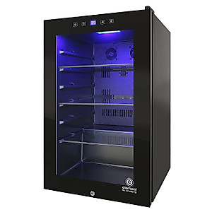 Vinotemp EL-BCU101-01 Refrigerator and Cooler Capacity Mini Drink Fridge with Touch Screen Temperature Control and Glass Door, 161 Can, Stainless Steel, 105 Beverage, Black