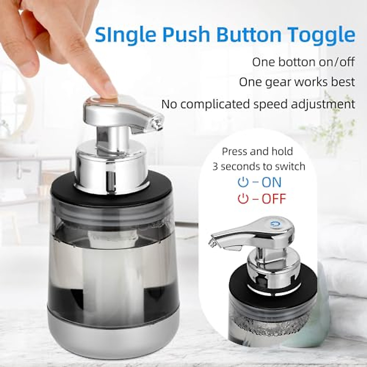 Automatic Soap Dispenser Touchless: 10oz Liquid Soap Dispenser, Hand Free Soap Dispenser Rechargeable Soap Dispenser, for Bathroom, Kitchen, Hotel…