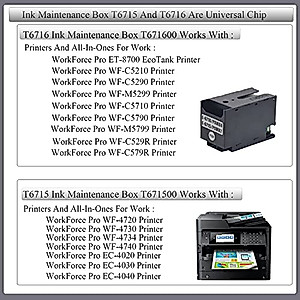 T6715 T6716 Ink Maintenance Box Remanufactured for Workforce Pro ET-8700 WF-C5790 WF-C529R WF-C579R WF-M5299 WF-M5799 WF-C5710 WF-C5290 C5210 WF4720 WF4730 WF4740 WF4734 EC4020 EC4030 EC4040 Printer