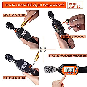 SUGPV 4th Gen Mini Digital Torque Wrench - 3/8-inch Drive with Buzzer & LED, 1.8-60 Nm (1.33-44.25 ft-lbs), High Precision Electronic Tool for Bike & Car Repairs, Calibrated for Superior Performance