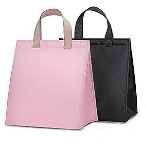 Deegotech Lunch Bag Women, 2Pack Large Insulated Lunch Box, Reusable Cooler Bags for Adult Men, Leakproof Lunch Tote Bags for Work Office Camping Picnic [Pink+Black]