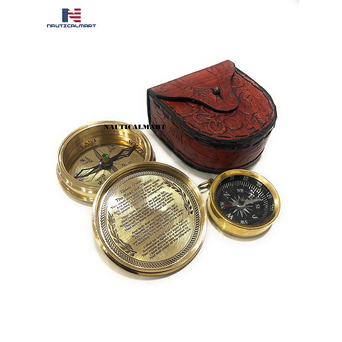 NauticalMart Brass Compass I Carry Your Heart with Me Poem Compass with Mini Compass Combo Gift, Personalized Compass, Groomsmen Gifts, Wedding Gifts, Corporate Gift, Unique Gift