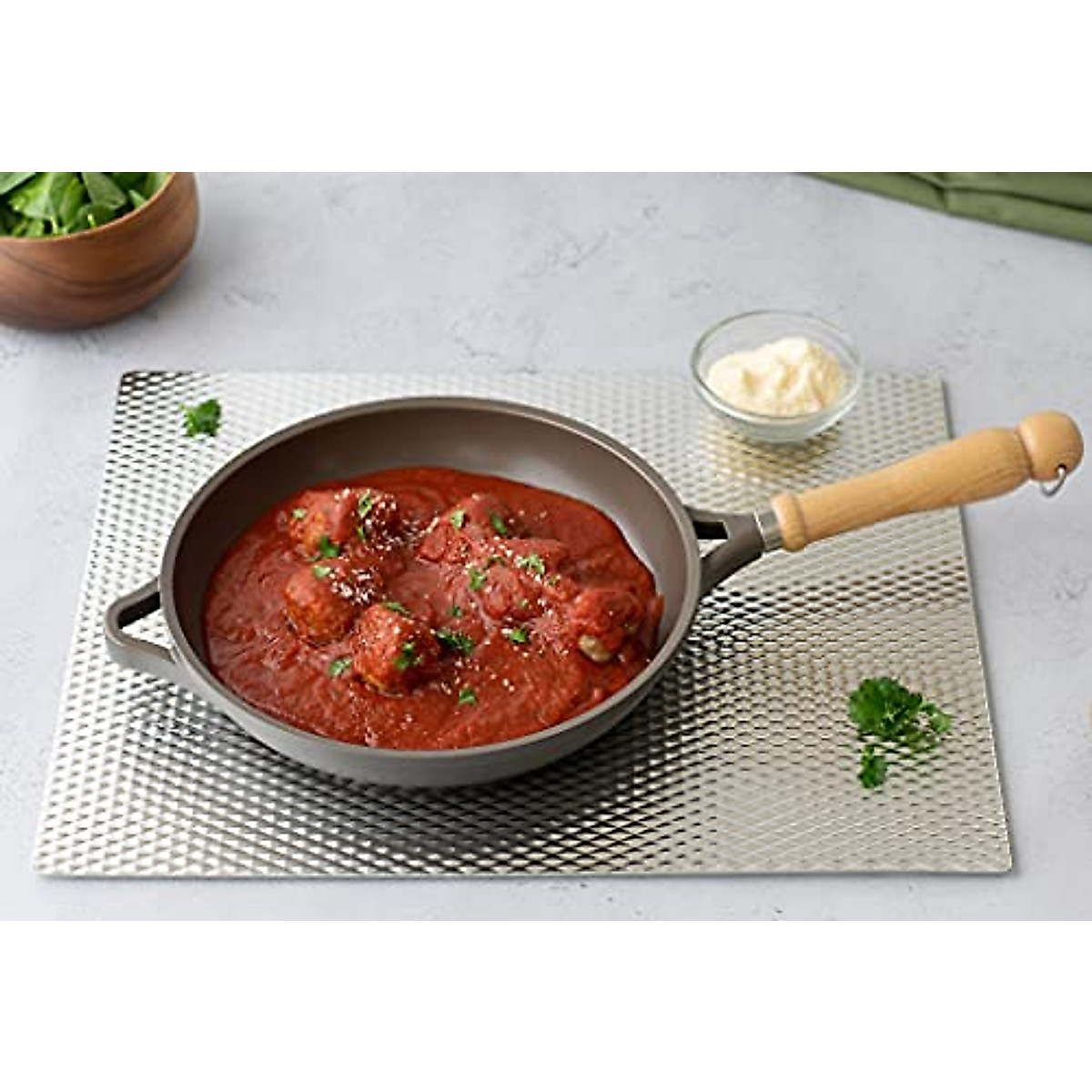 Heat Resistant, Non-Slip, Metal Counter/Table Protector Mat, Large - 14" x 17" - 2 Pack - Silver