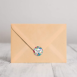 Bright Watercolor Floral Thank You Labels / 1.5” Sticker / 500 Vibrant Color Stickers for Business Or Personal Use