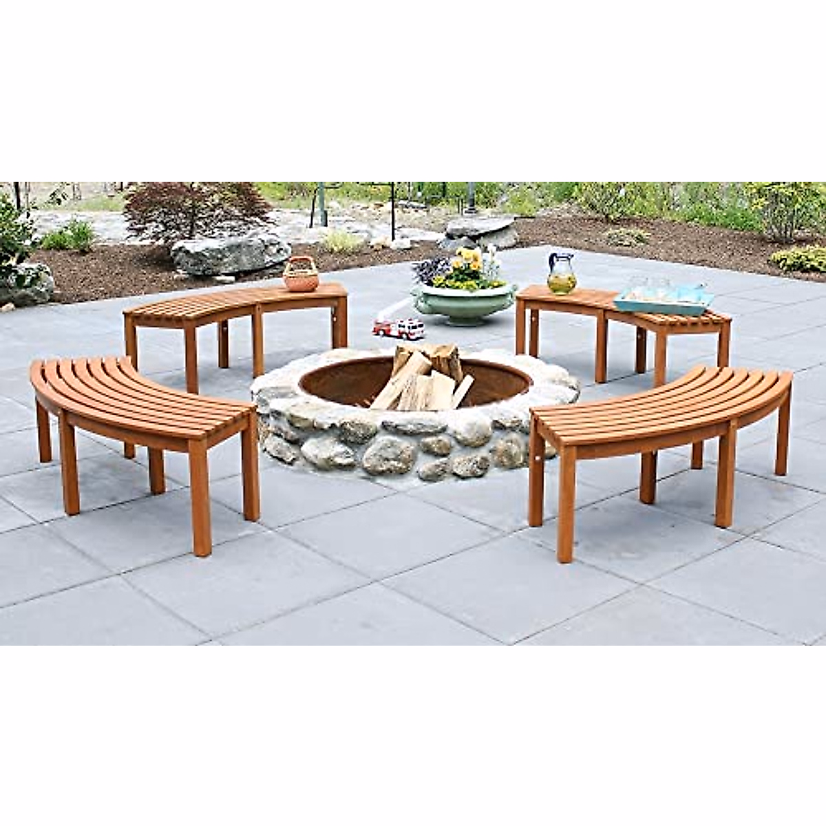 Achla Designs 125-0011 Curved Backless, Natural Bench, Oiled Finish