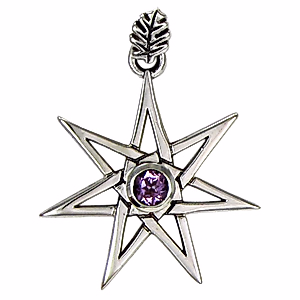 Moonlight Mysteries Sterling Silver Fairy Star Pendant - Faerie Star Septagram Jewelry with Amethyst Gemstone