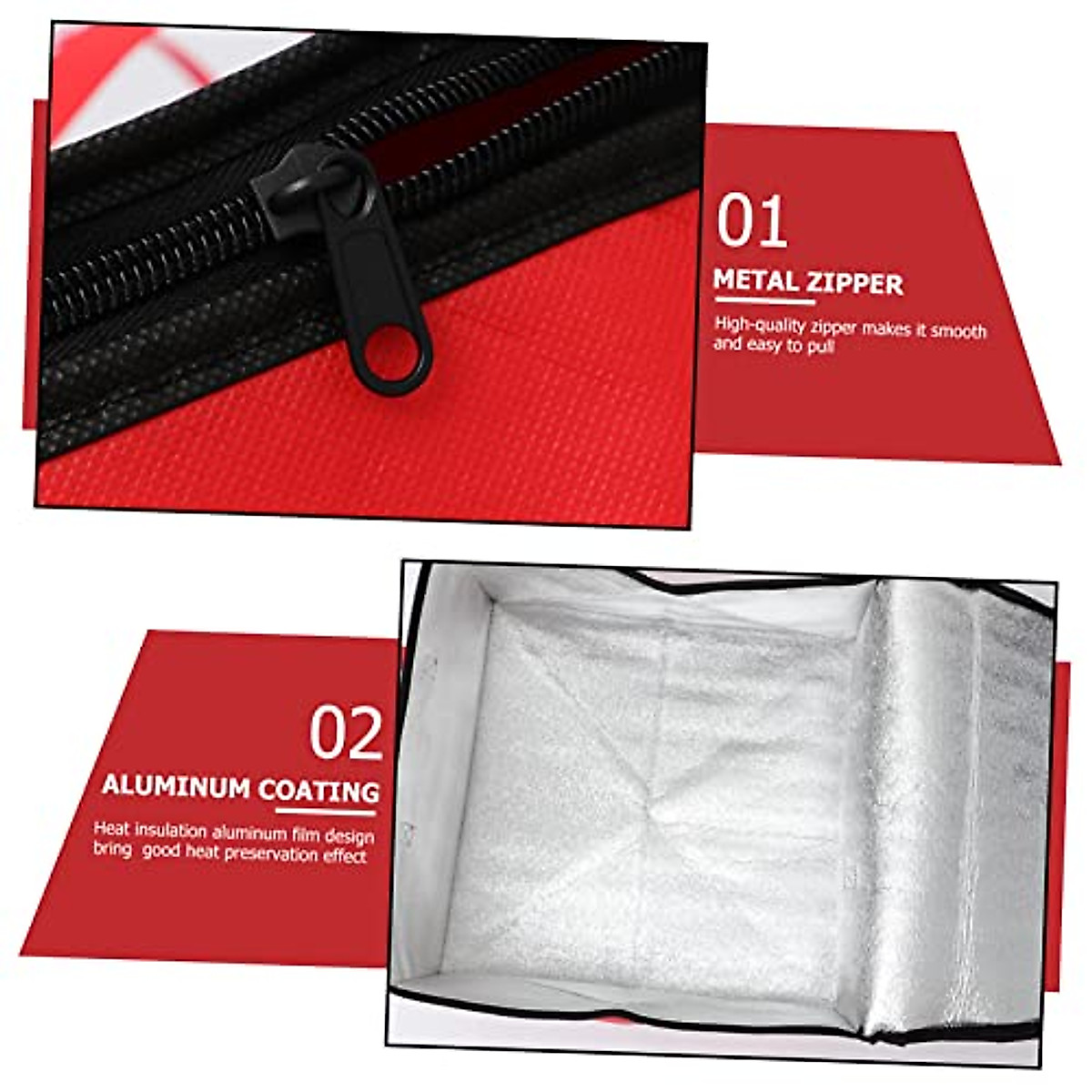 Garneck Insulation Bags Camping Insulated Bag Bento Bag Hot Case for Food Pizza Warmer Bags Camping Heater Cartoon Backpack Hand Bags Fresh Preservation Lunch Bag Non-woven Fabric Red