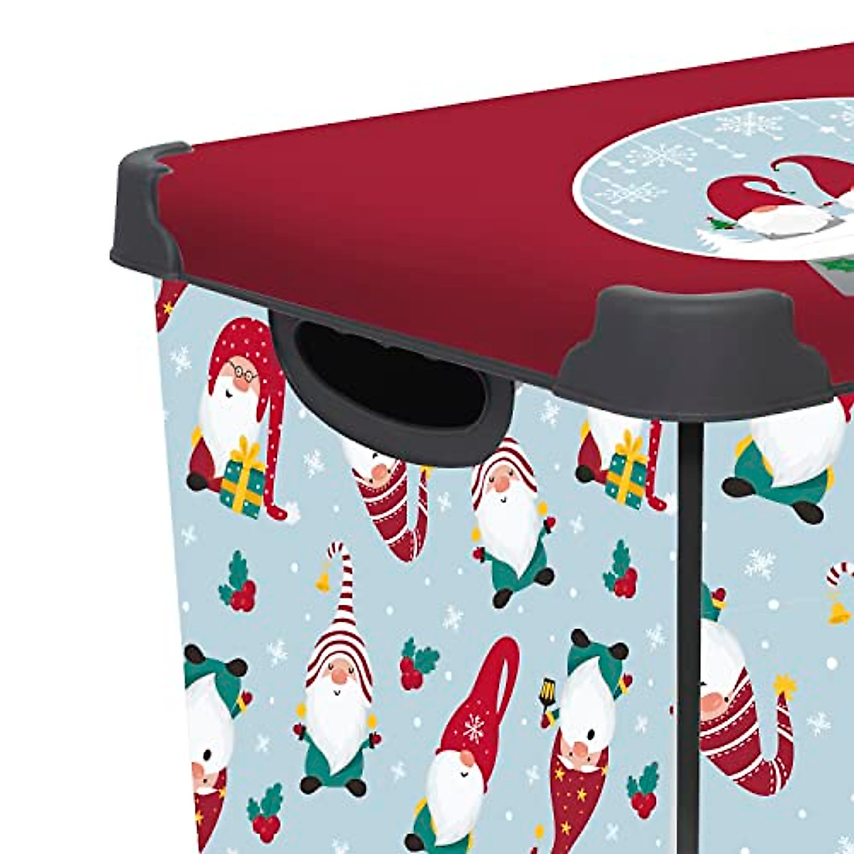 Simplify “Gnome Sweet Gnome Design Storage Bin | Christmas Tote | Holiday Décor Decorations Organizer | Lidded | Stackable | White